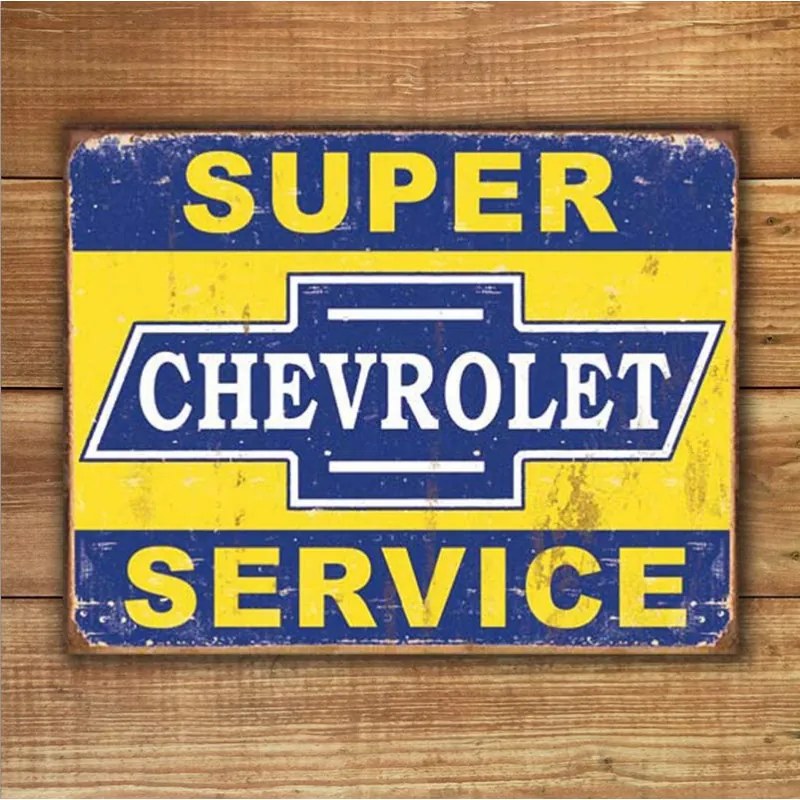 Plechová cedule Super Chevy Service 40 cm x 32 cm