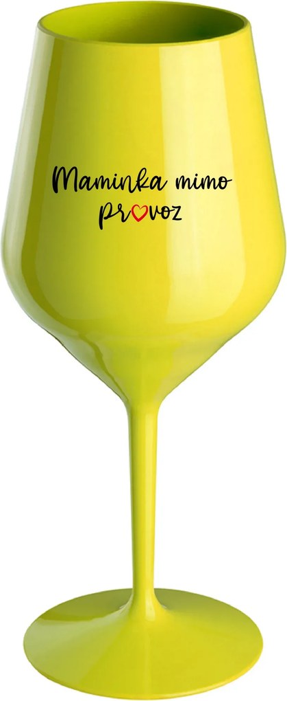MAMINKA MIMO PROVOZ - žlutá nerozbitná sklenice na víno 470 ml