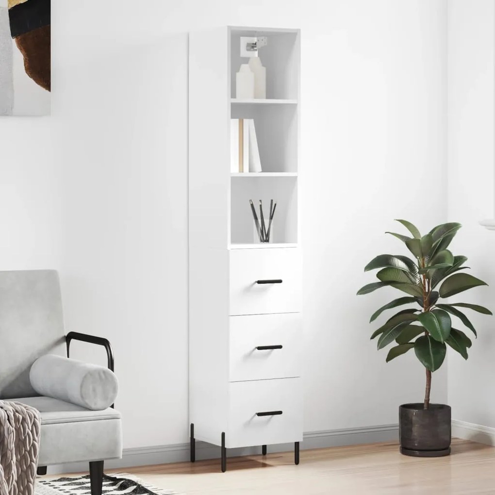 Skříň highboard bílá s vysokým leskem 34,5x34x180 cm kompozit