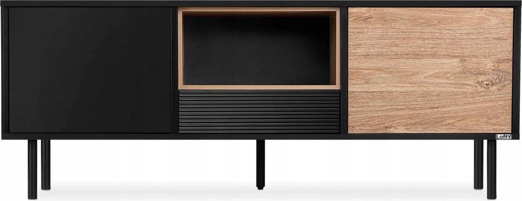 Skříňka Rtv 150 CM Stojící Pod Tv, Černá, Dub Loft