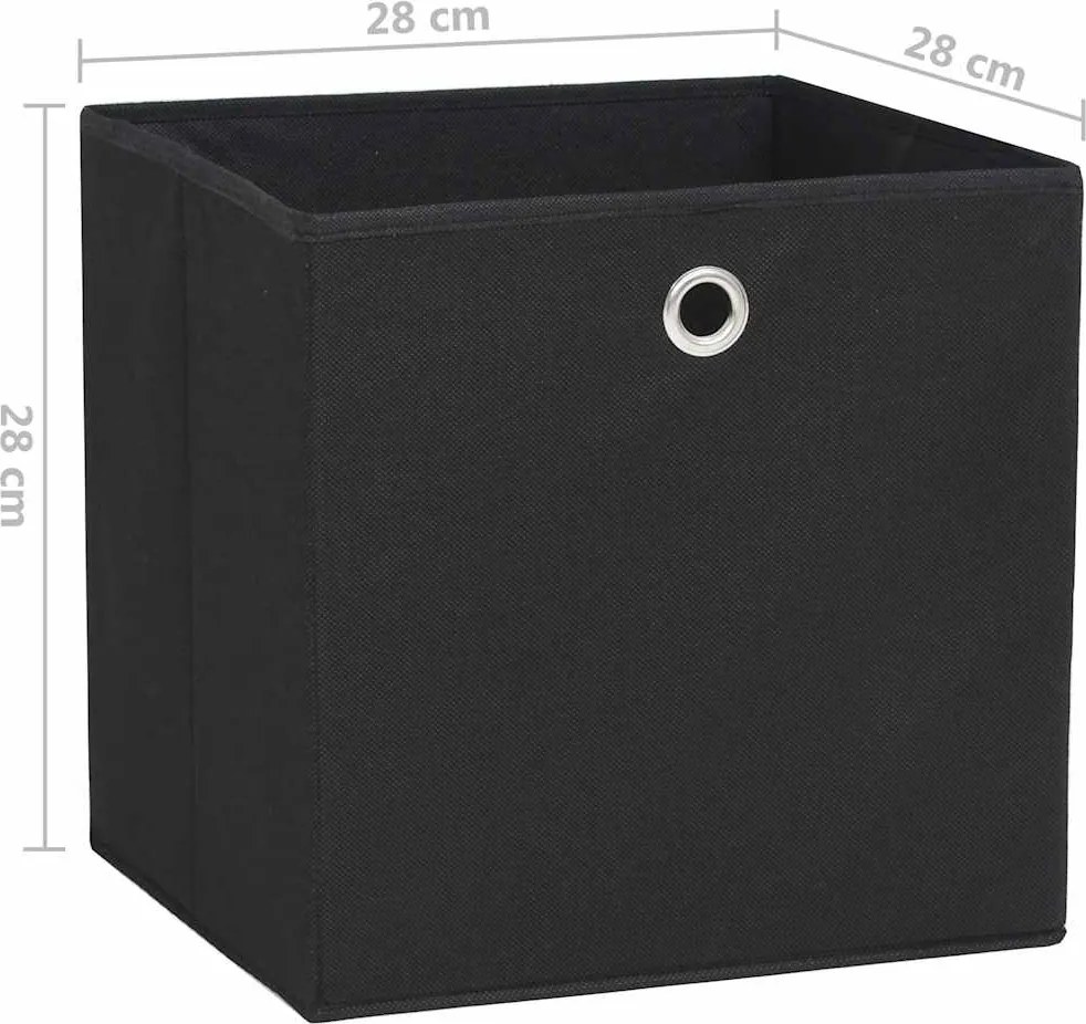 Úložné boxy 10 ks netkaná textilie 28 x 28 x 28 cm černé 325189