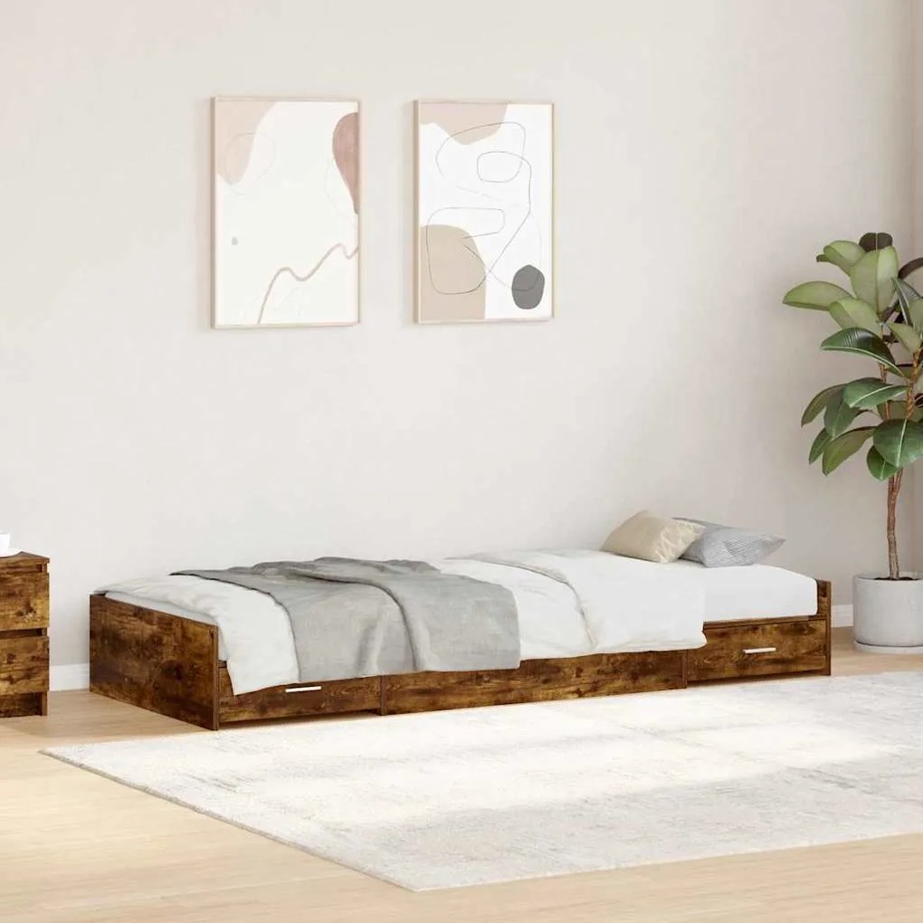Rám postele s čelo Kouřový dub 80 x 200 cm Kompozitní dřevo 3335241