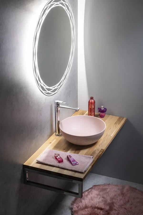 Sapho Sapho, FORMIGO betonové umyvadlo na desku, průměr 39cm, růžová mat, FG321