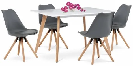 Jídelní stůl 120x80x74 cm, MDF, bílý matný lak, masiv buk DT-313 WT