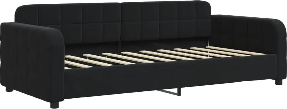 Válenda s přistýlkou a zásuvkami černá 90 x 190 cm samet 3197016