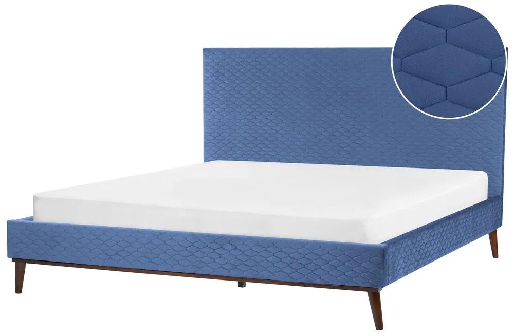 Sametová postel 180 x 200 cm modrá BAYONNE Beliani
