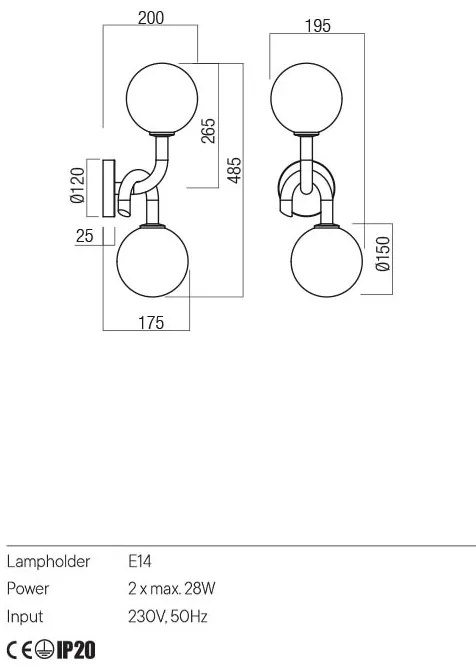 Redo Designové nástěnné svítidlo CONFUSIO, 49cm Barva: Černá