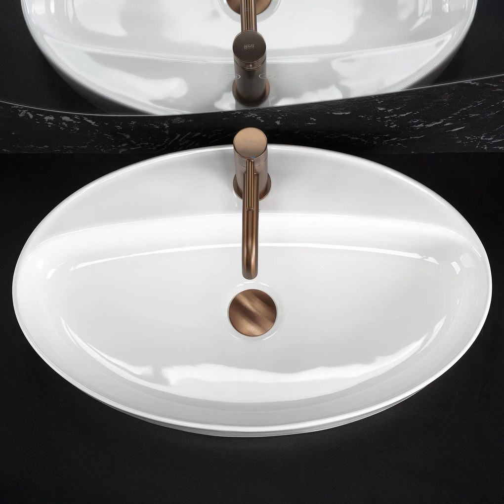 Rea Nastazja, umyvadlo na desku 610x375x105 mm, bílá lesklá, REA-U6359