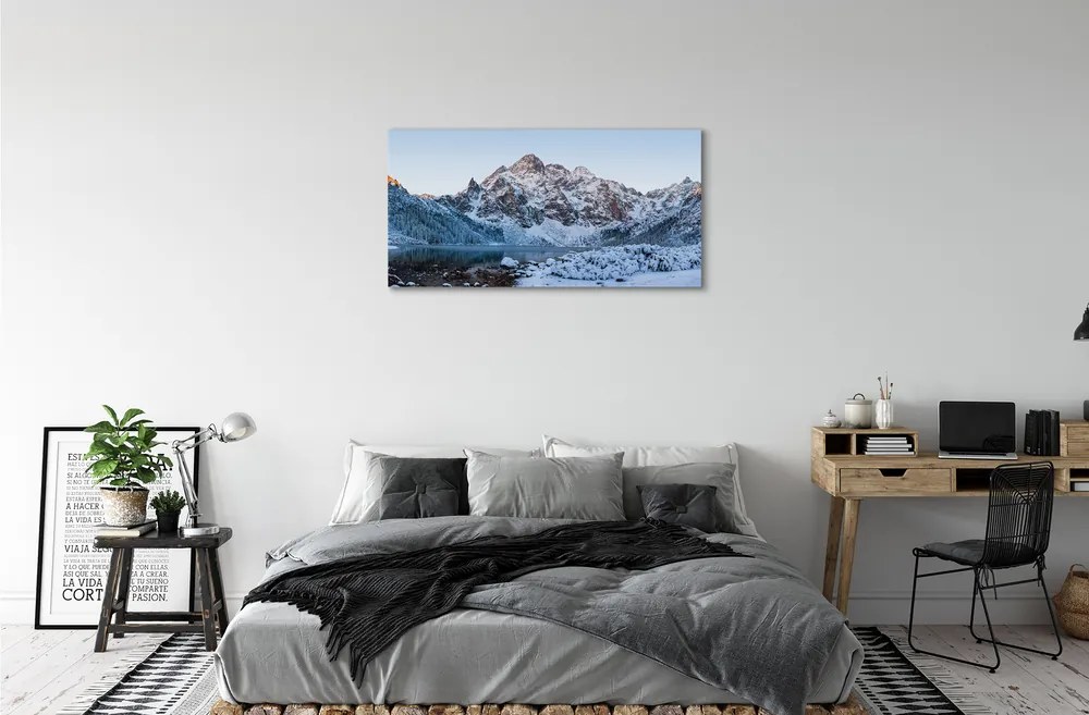 Obrazy na plátně Horské zimní jezero 140x70 cm