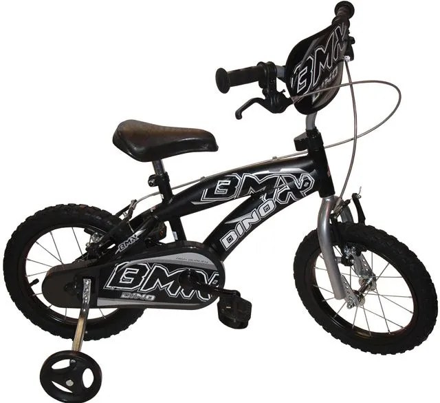 Dětské kolo BMX 14 s postranními kolečky, černé