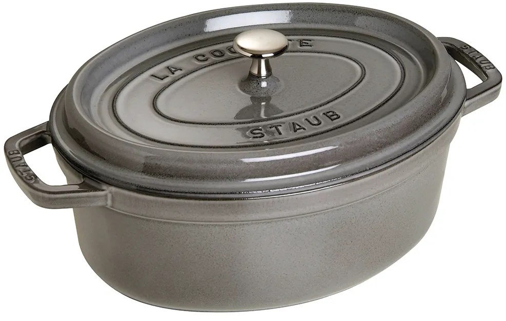 Staub Litinový hrnec s poklicí Cocottes oválný grafitově šedá 29 cm 4,2 l