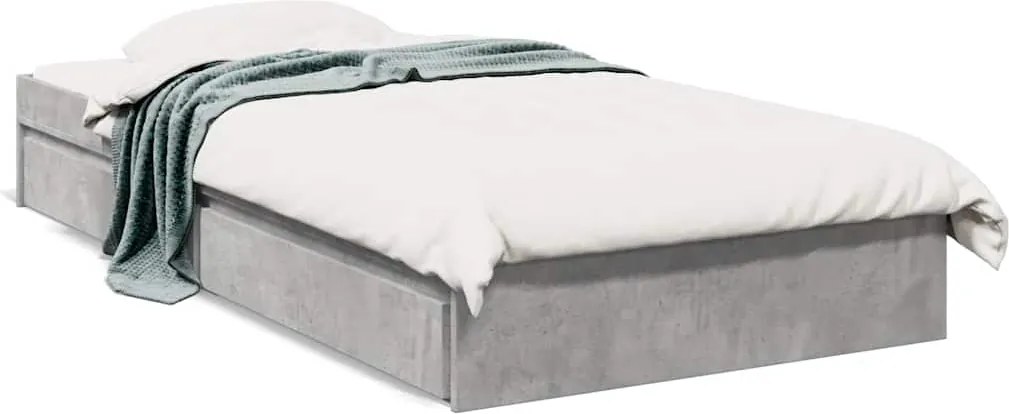 Rám postele se zásuvkami betonově šedý 100 x 200 cm kompozit 3280674