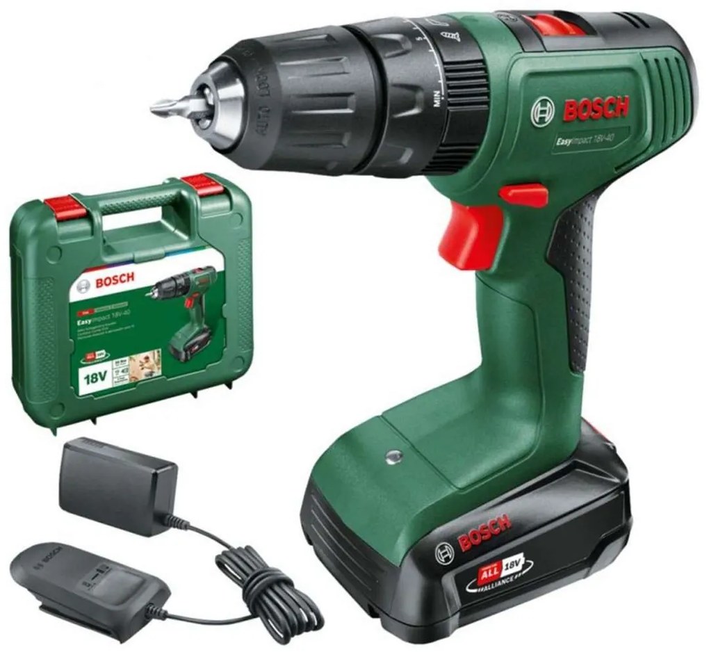 Bosch - 18V AKU vrtačka s příklepem, 1x aku 1,5 Ah Li-Ion, nabíječka 06039D8101