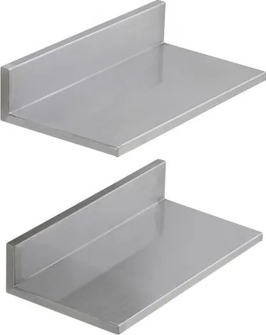 21,8 × 40,6 cm police z nerezové oceli, nástěnná plovoucí police s backsplash