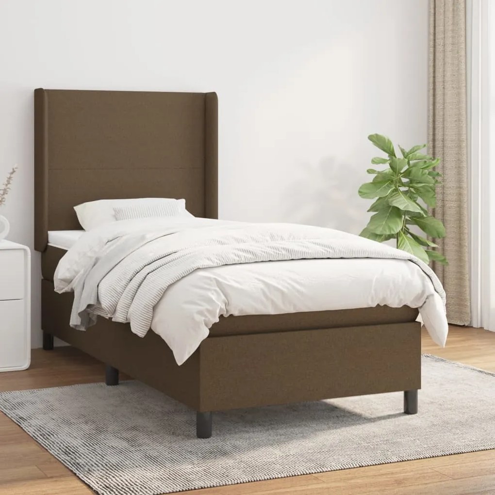Box spring postel s matrací tmavě hnědá 100 x 200 cm textil 3131252