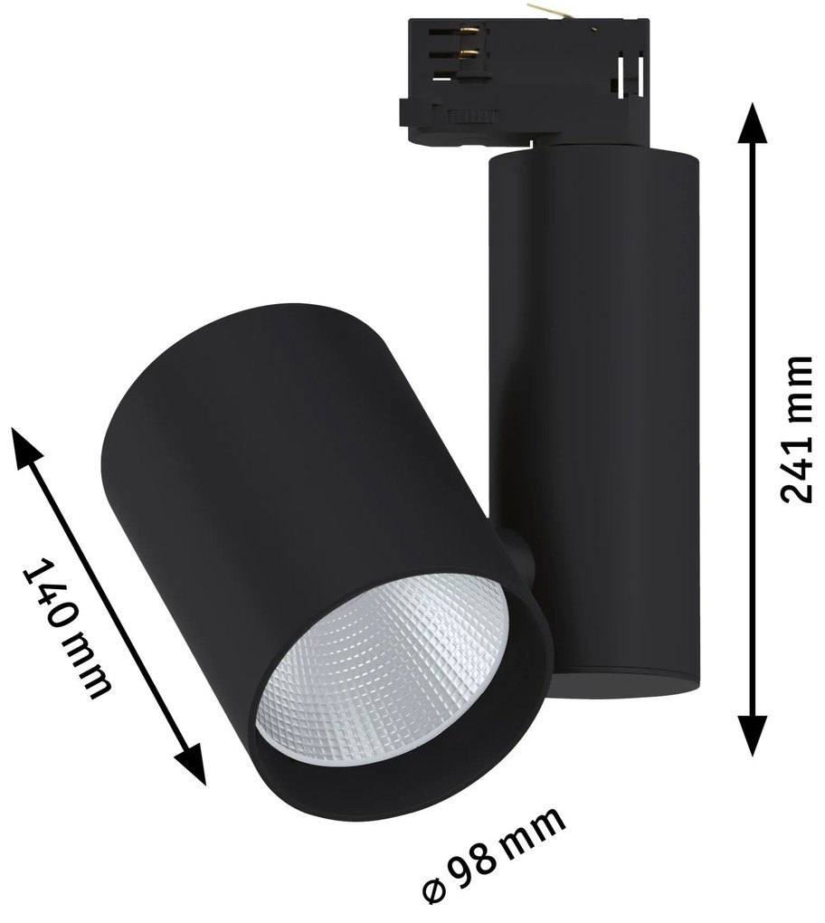 Paulmann 91348 Zeuz, černý reflektor, 33W LED 4000K 39° stmívatelný, výška 24,1cm