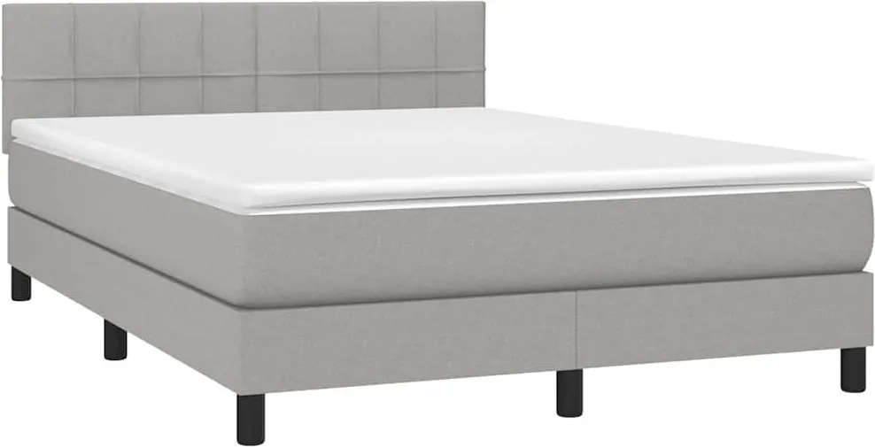 Box spring postel s matrací a LED světle šedá 140x190 cm textil 3133149