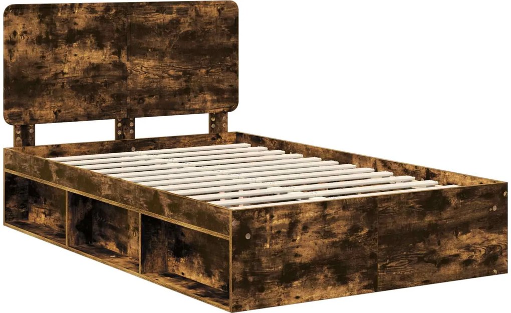 Rám postele Kouřový dub 135 x 190 cm Masivní borové dřevo 3412501