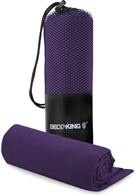 Set fialové rychleschnoucí osušky a ručníku DecoKing EKEA, 70 x 140 cm + 30 x 50 cm