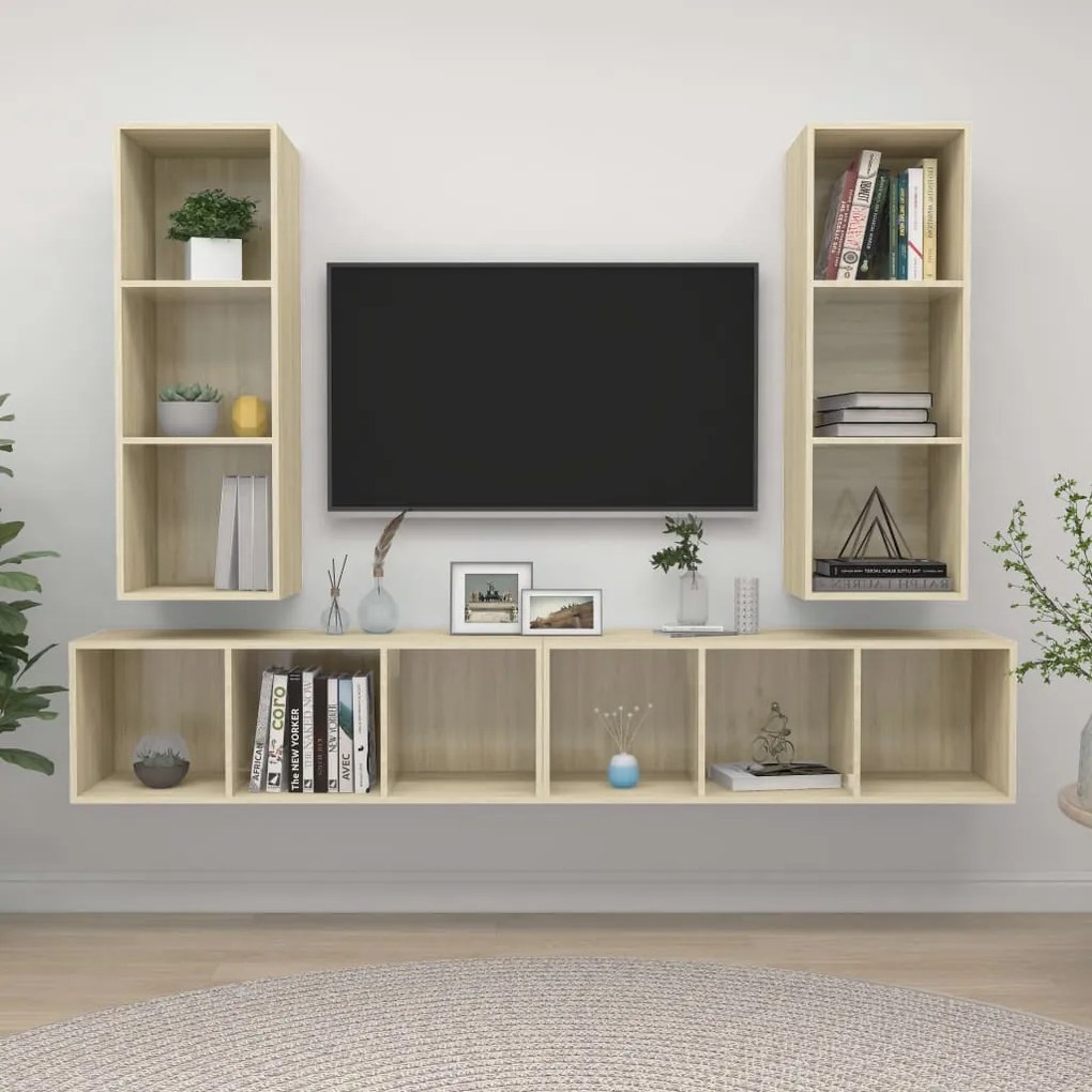 Nástěnné TV skříňky 4 ks dub sonoma kompozitní dřevo 3079883