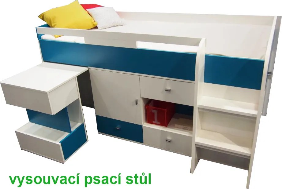 MOBI | patrová postel MO21 | bílá/modrá