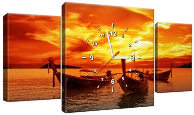 Tištěný obraz s hodinami Západ slunce v Thajsku 80x40cm ZP2508A_3AX