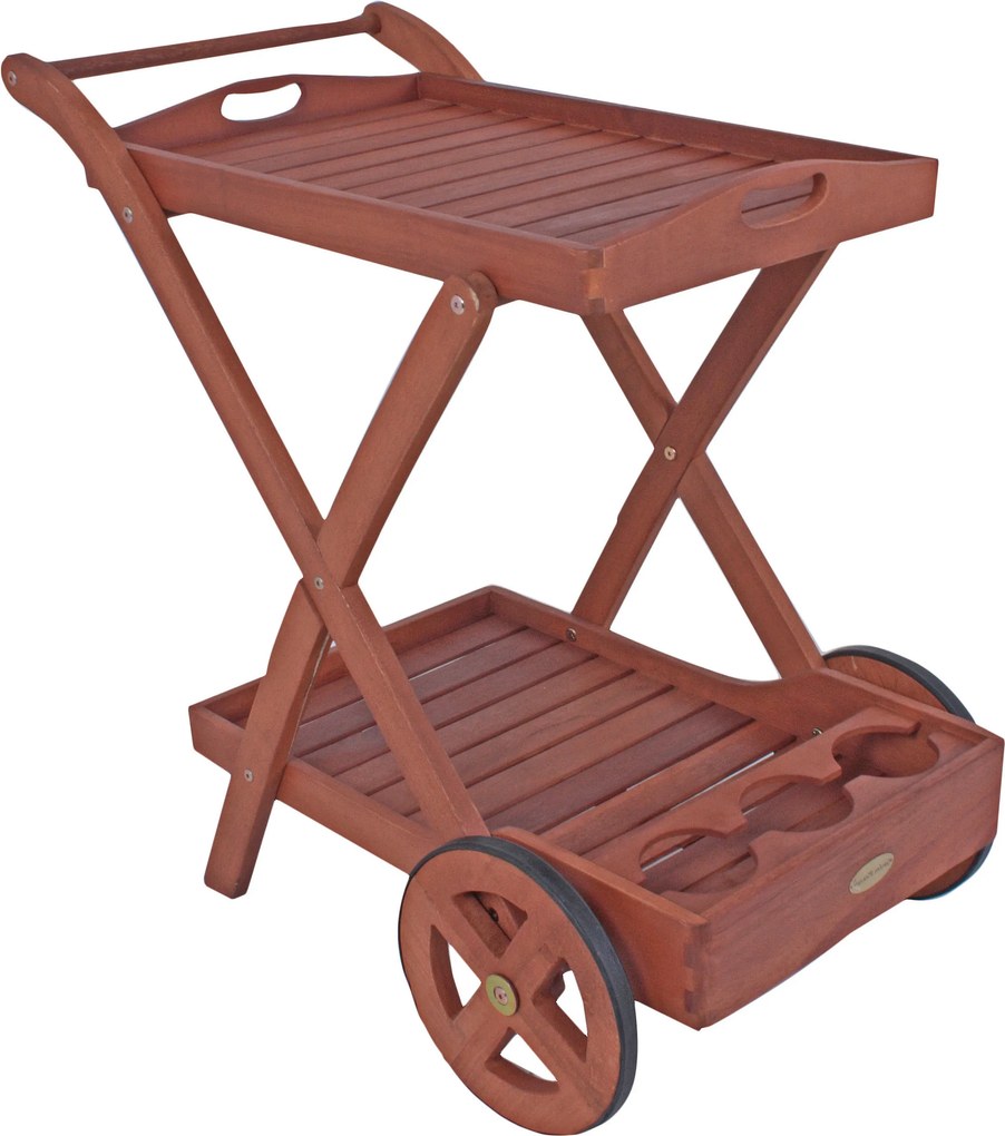 XXXLutz ZAHRADNÍ SERVÍROVACÍ VOZÍK, barva eukalyptového dřeva, 80/54/88 cm Gardenson - Online Only zahradní nábytek - 002836007302
