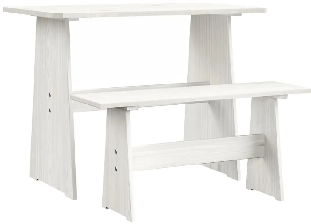 327251 vidaXL Jídelní stůl s lavicí bílý masivní borové dřevo