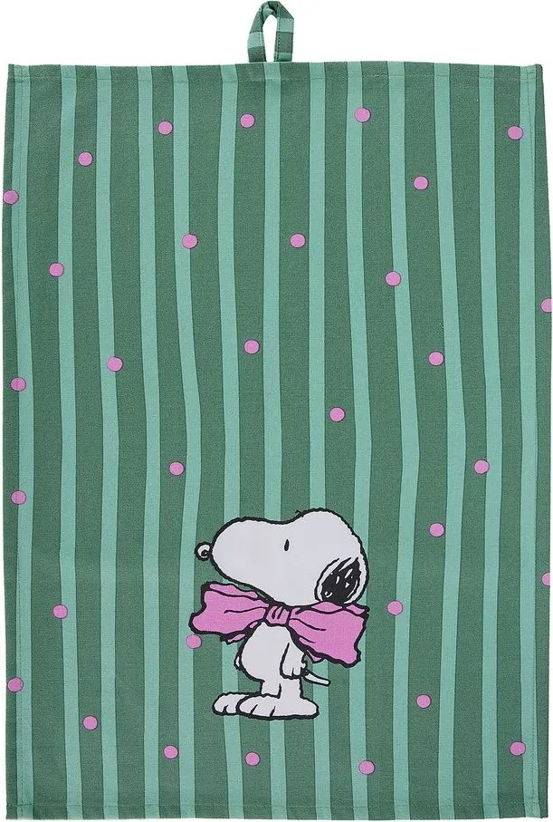 PEANUTS Utěrka Snoopy s motýlkem - zelená