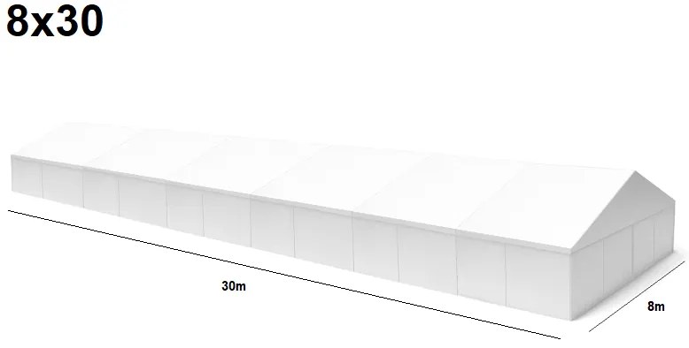 Velkokapacitní párty stan 8x30 m Stav: NOVÝ