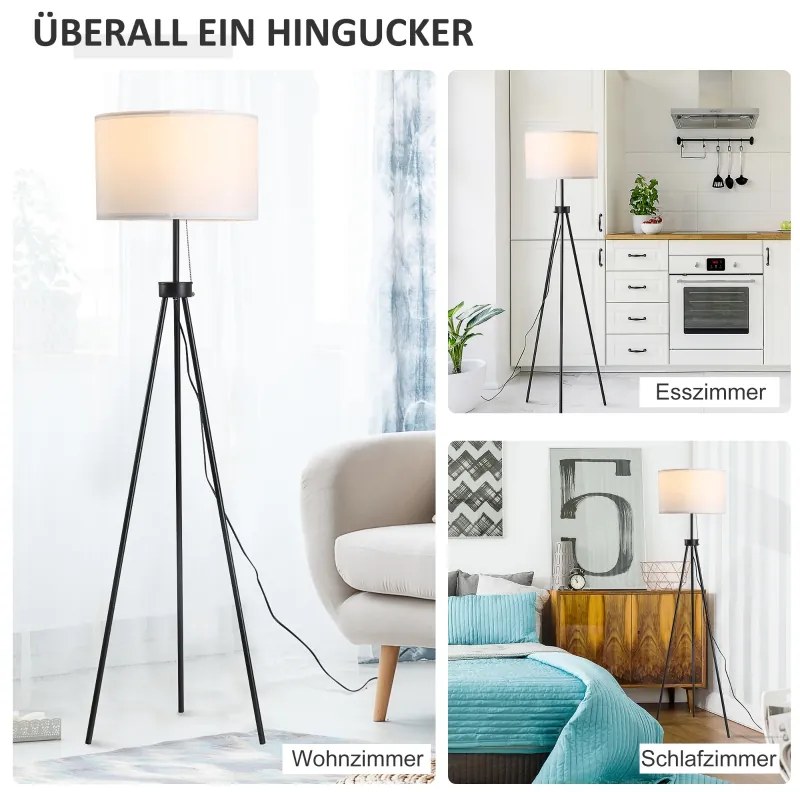 Stojací lampa trojnožka, černá-bílá, 152 cm B31-187V90