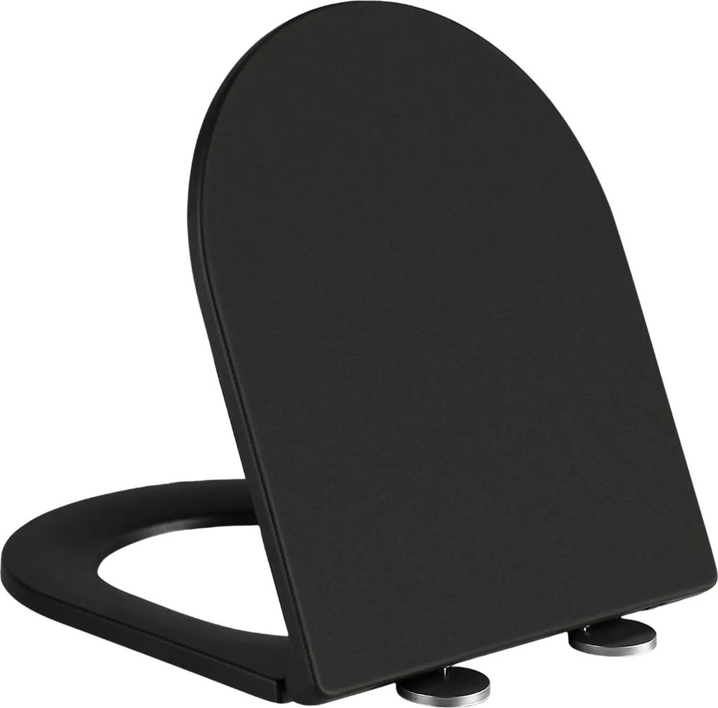 Erga Siena, WC kombi mísa 620x365x820 mm, Rimless + funkce bidetu + toaletní sedátko, černá matná, ERG-V03-SIENA-RIM-BID-BK