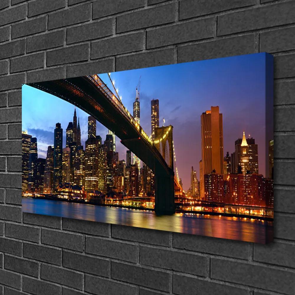 Obraz na plátně Most Město Voda 140x70 cm