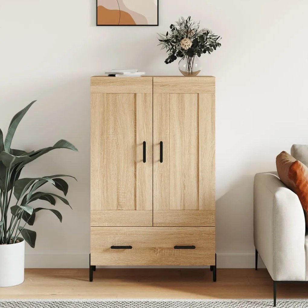 vidaXL Skříň highboard 69,5 x 31 x 115 cm kompozitní dřevo [830338] Barva: bílá s vysokým leskem