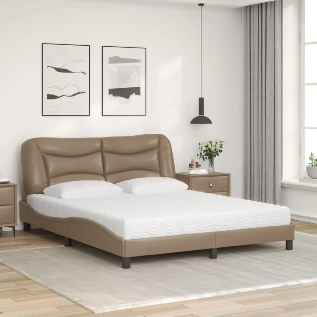 Postel s matrací Hvar cappuccino 160 x 200 cm umělá kůže 3208735
