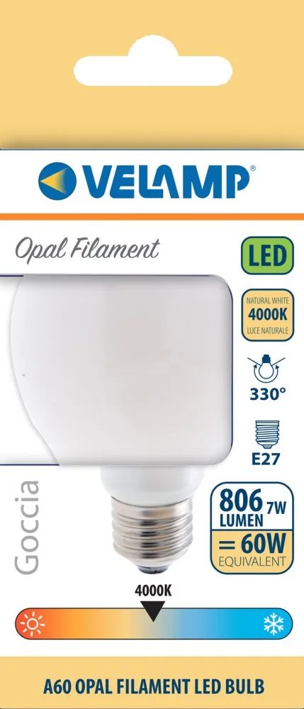 VELAMP OPAL FILAMENT žárovka 7W, E27, 4000K