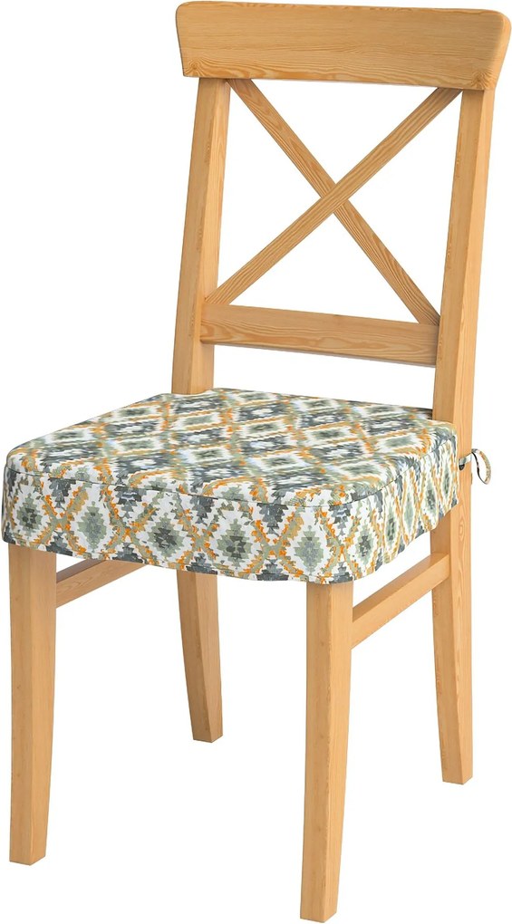Sedák na židli IKEA Ingolf barva modrá látka pletený vzor, vzorované
