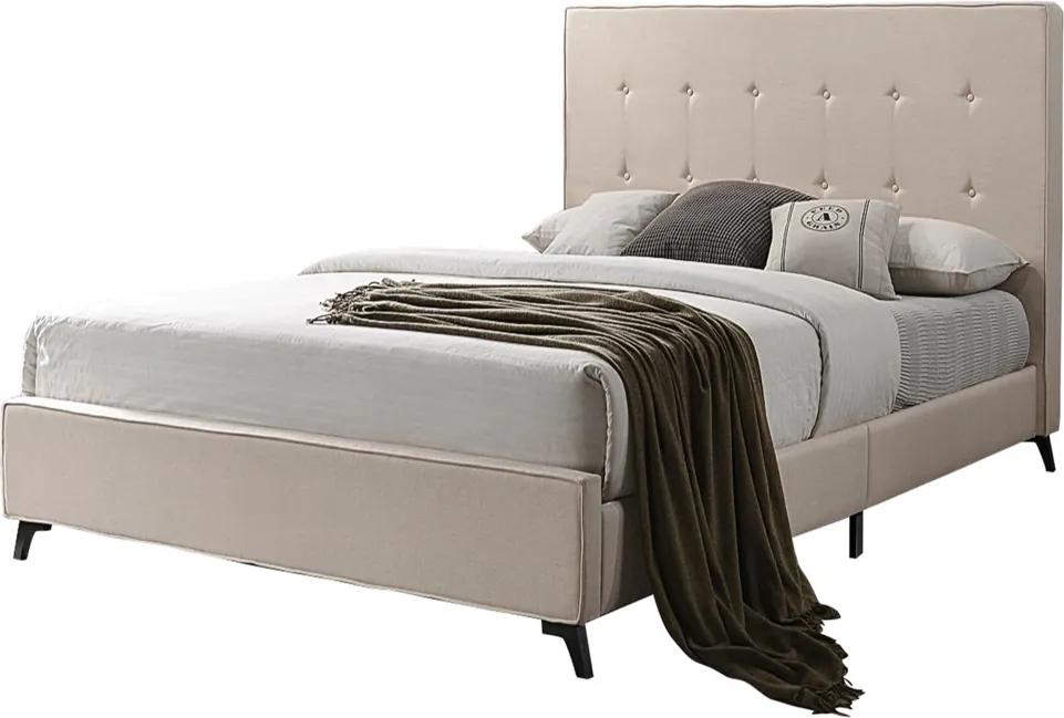 Čalouněná béžová manželská postel 180x200 cm - AMBASSADOR