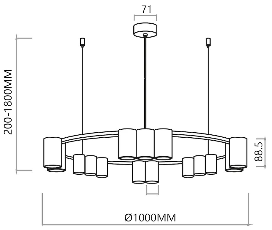 Závěsné svítidlo Genesis, 15x bílé kovové stínítko,