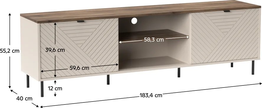 TV stolek, kašmír/dub castello, EYCO 2D/180