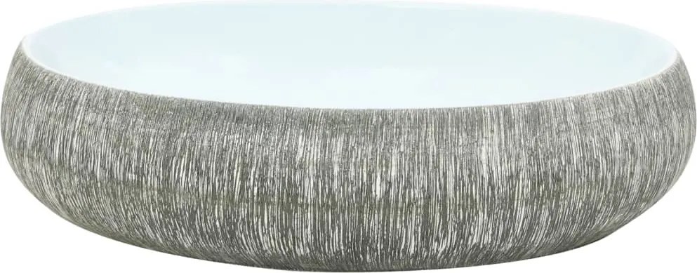 Umyvadlo na desku šedé a modré oválné 59 x 40 x 15 cm keramika 155093