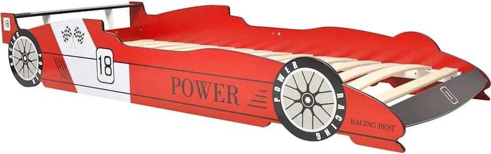Dětská LED postel závodní auto, 90x200 cm, červená 243936
