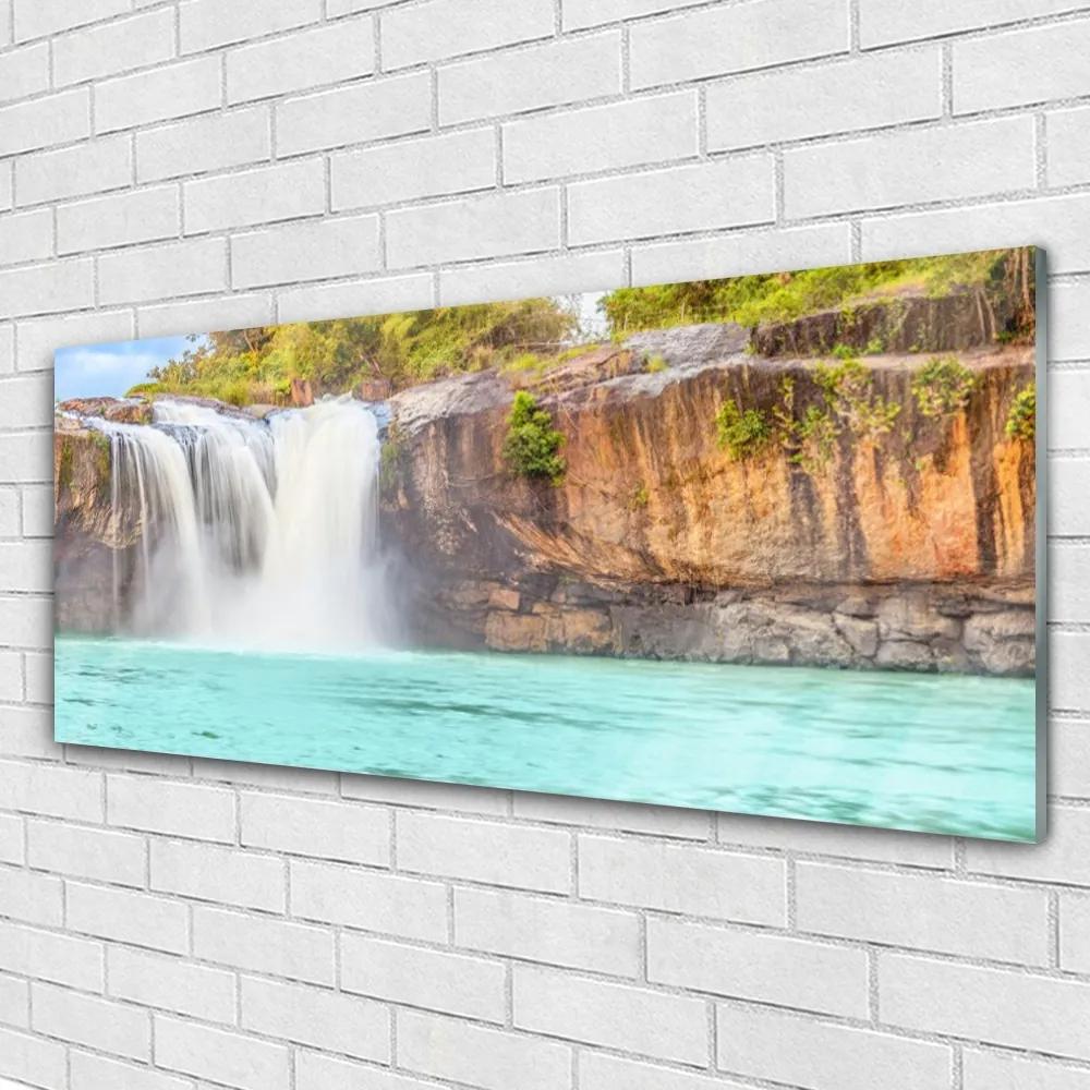 akrylový obraz Vodopád Jezero Krajina 125x50 cm