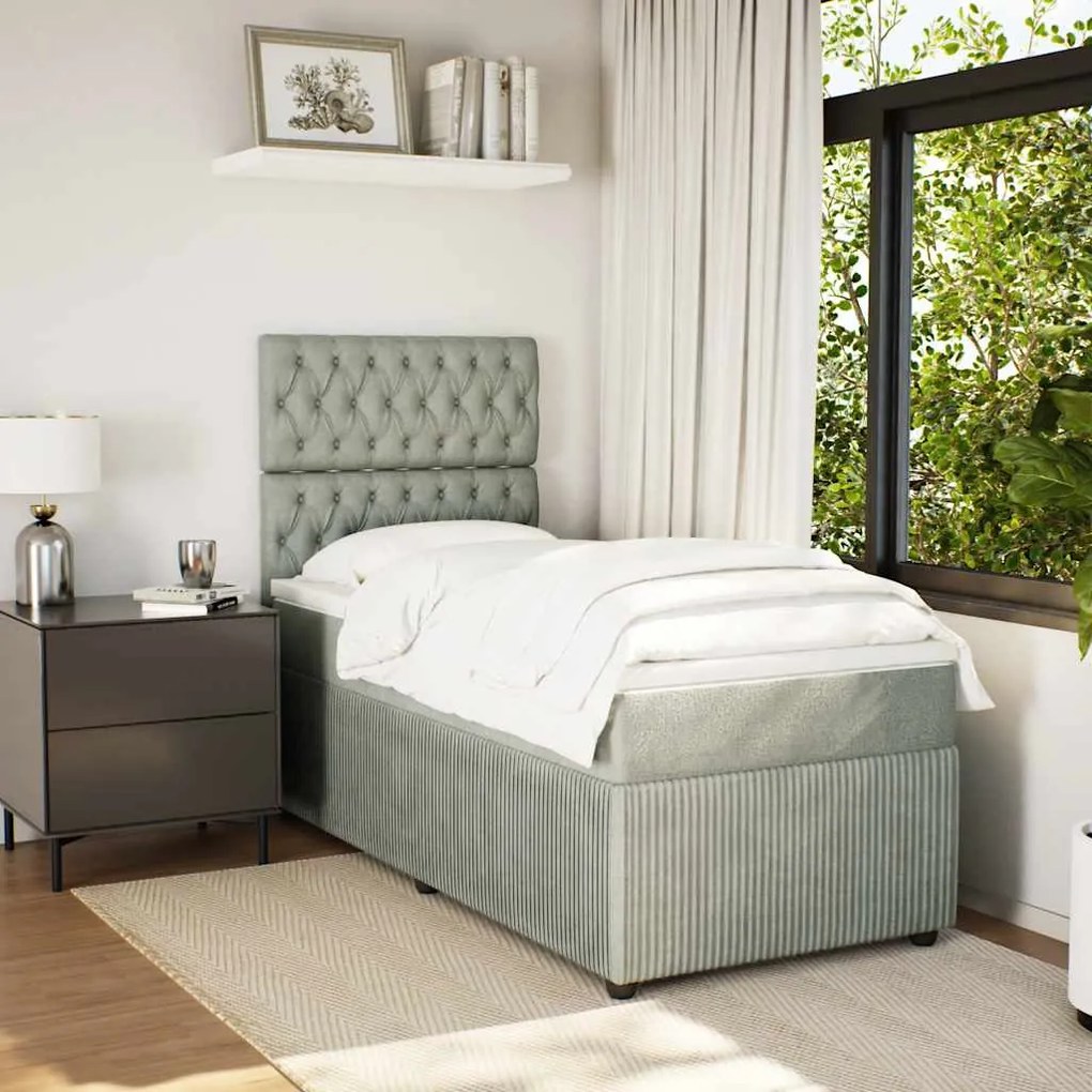 Box spring postel s matrací světle šedá 80 x 200 cm samet 3294496