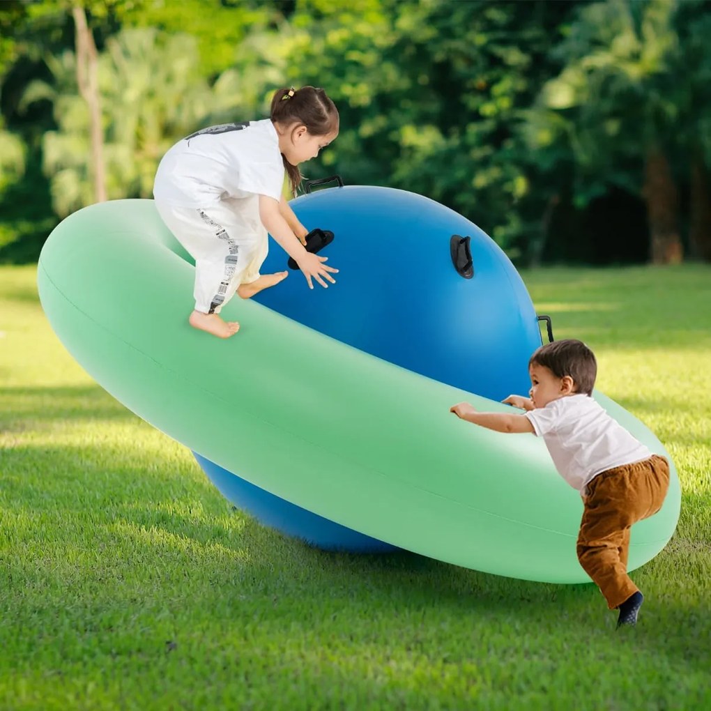 Costway Nafukovací kupolová houpačka pro děti 223 cm velká – modrá a zelená