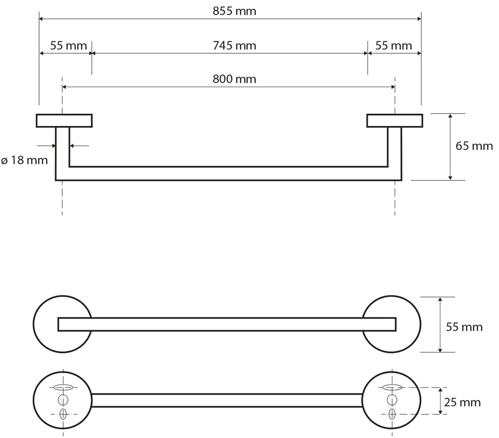 Sapho, X-ROUND držák na ručníky 855mm, chrom