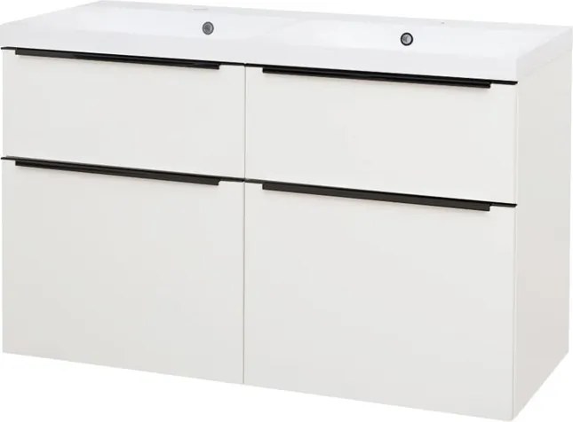 Mereo Mereo, Mailo, koupelnová skříňka s umyvadlem z litého mramoru 121 cm, černé madlo, CN513MB