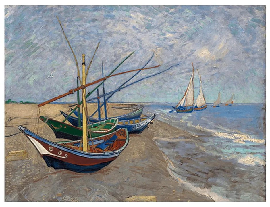 Reprodukce obrazu Vincenta van Gogha - Fishing Boats on the Beach at Les Saintes-Maries-de la Mer, 40 x 30 cm