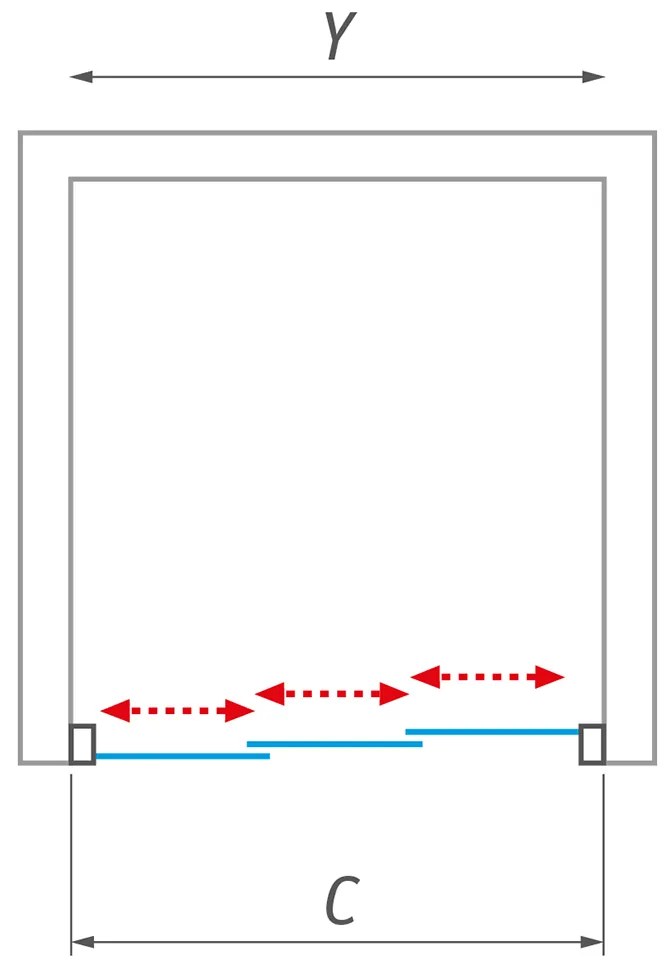 Sprchové dveře posuvné s oboustranným vstupem PD3N 1900 mm 850–905 440 Transparent S Bílý PD3N/900 413-9000000-04-02