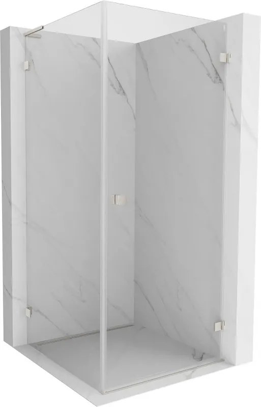 Mexen Lunar-B L výklopný sprchový kout pravý 90 x 90 cm, čiré sklo, broušená ocel, 832L-090-090-97-00-P